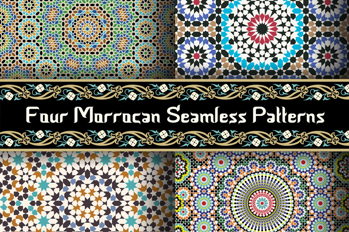 4 different Morocco patterns, a Pattern Graphic by Azat1976