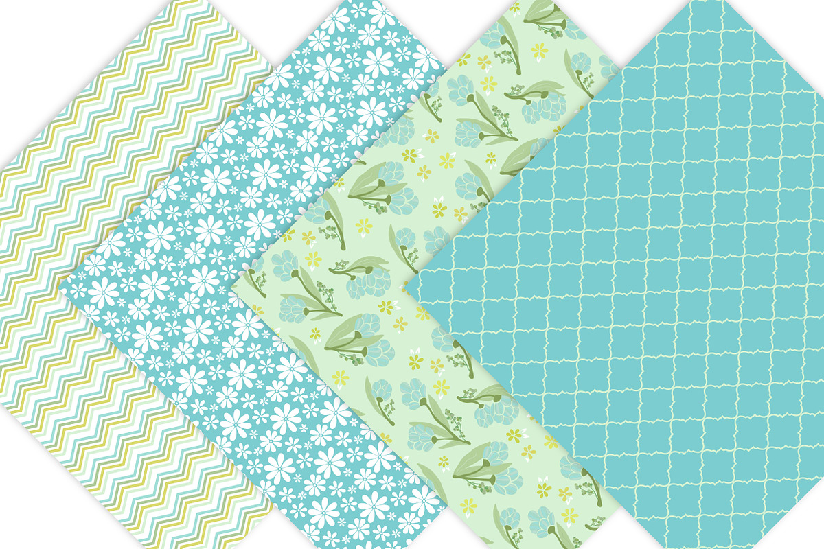 Spring Floral Digital Paper, a Pattern Graphic by Leska's Digitals