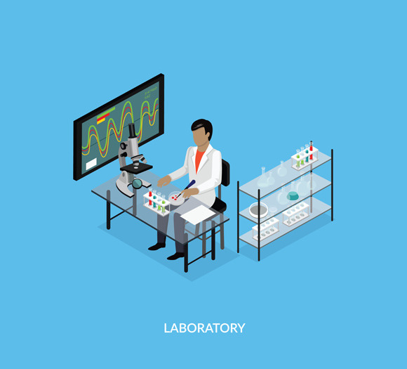 Science Lab Isomatric Design Flat, an Education Illustration by robuart
