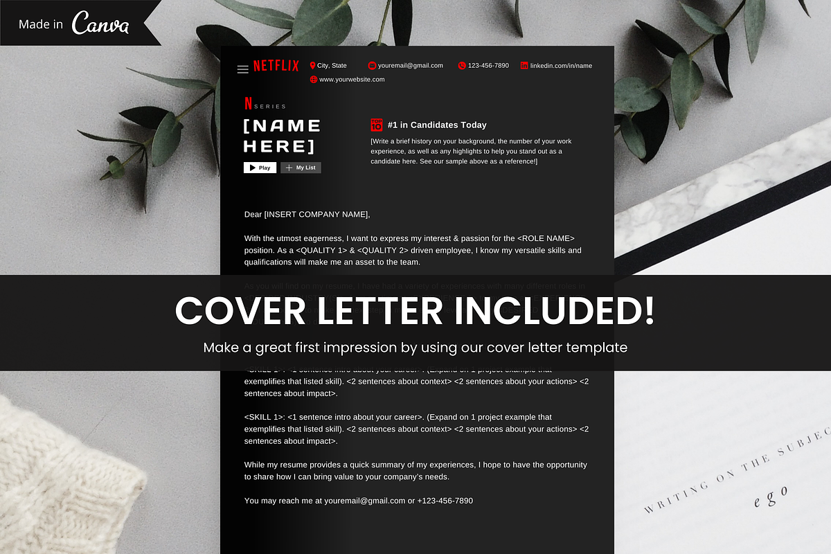 Netflix Resume Template 2023 ATS CV