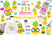 Pineapple party illustration pack, an Illustration by PrettyBundles