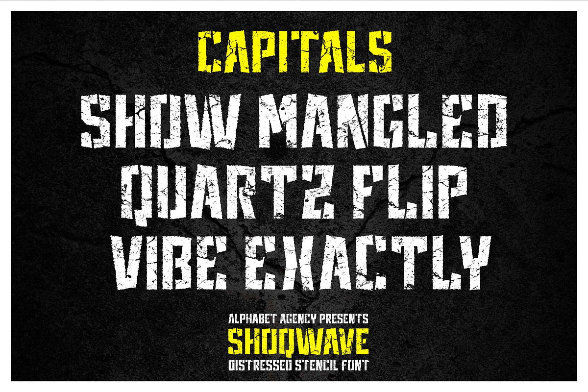 SHOQWAVE DISTRESSED STENCIL FONT, a Font by Alphabet Agency