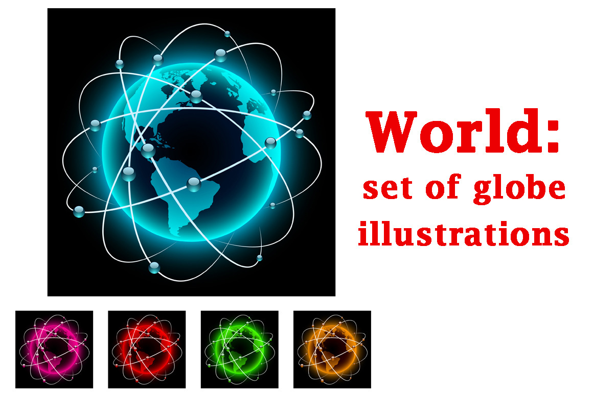 Abstract world illustrations set, an Illustration by Vjom