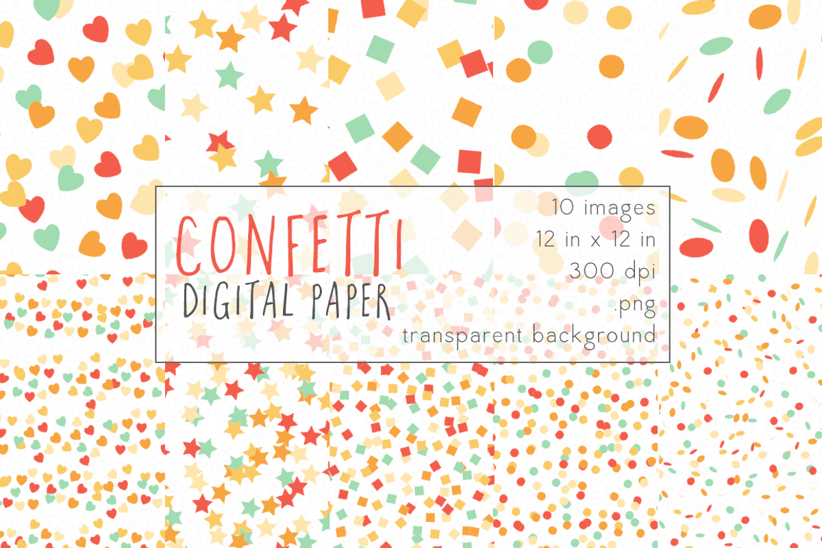 Confetti Digital Paper, a Pattern Graphic by TeaBerry