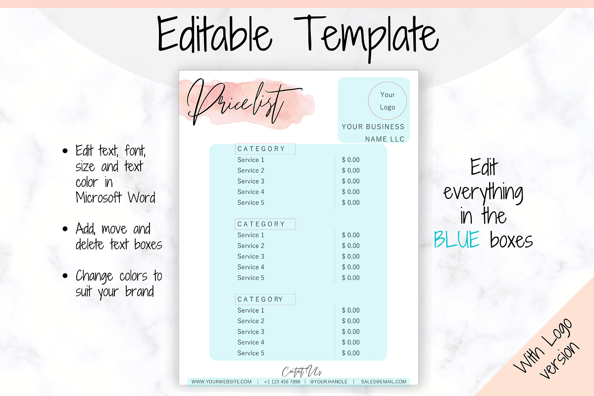 PRICE LIST Template - DIY Editable
