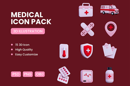 3D Medical Icons | 3D Objects ~ Creative Market