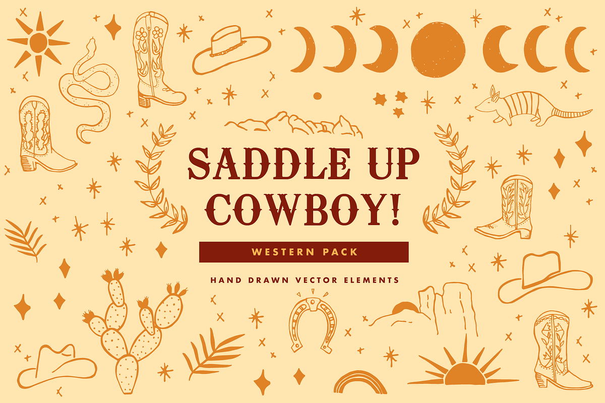 Saddle Up Cowboy Western Vector Pack, an Illustration by Eva Enger ...