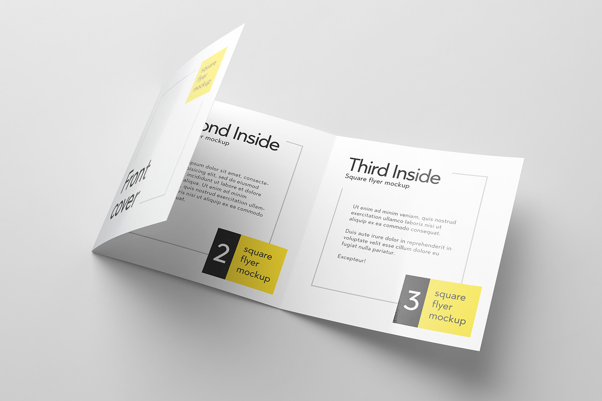 Tri-Fold Square Flyer Mockup, a Print Template by Likeapples