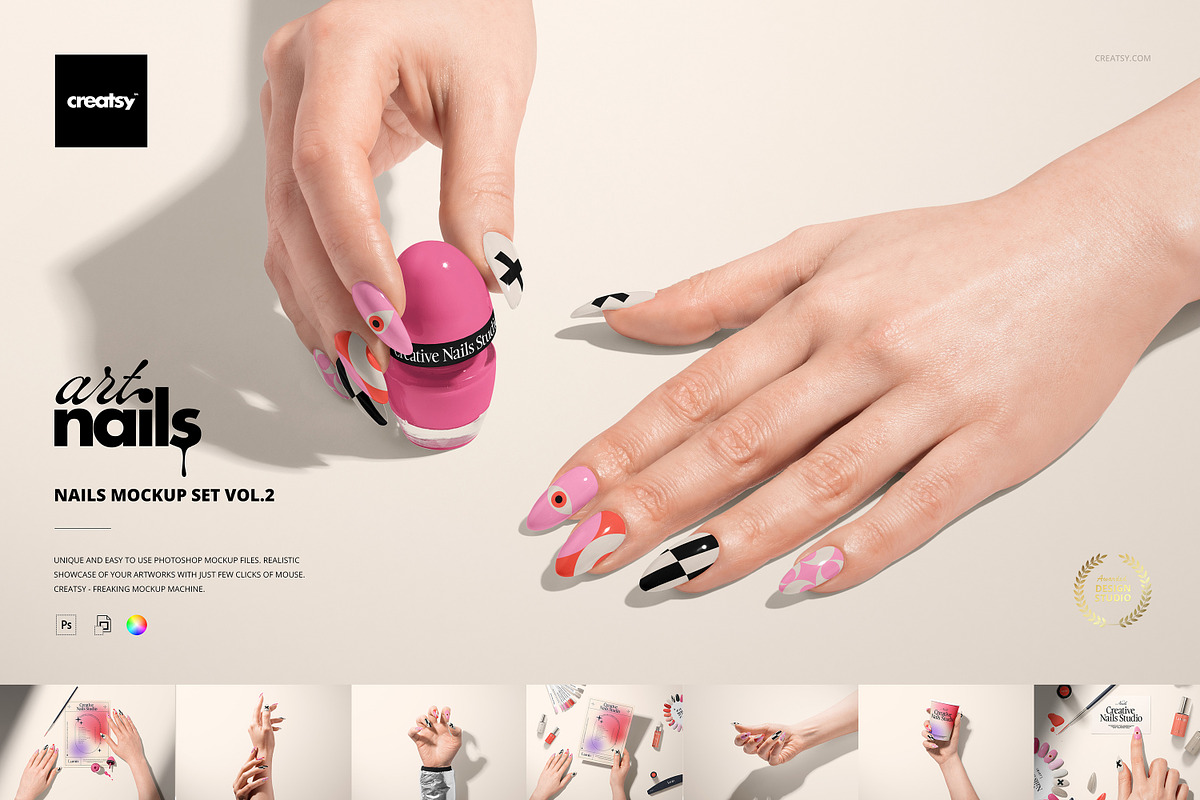 Nails Mockup Set vol.2, a Merchandise Mockup by creatsy5