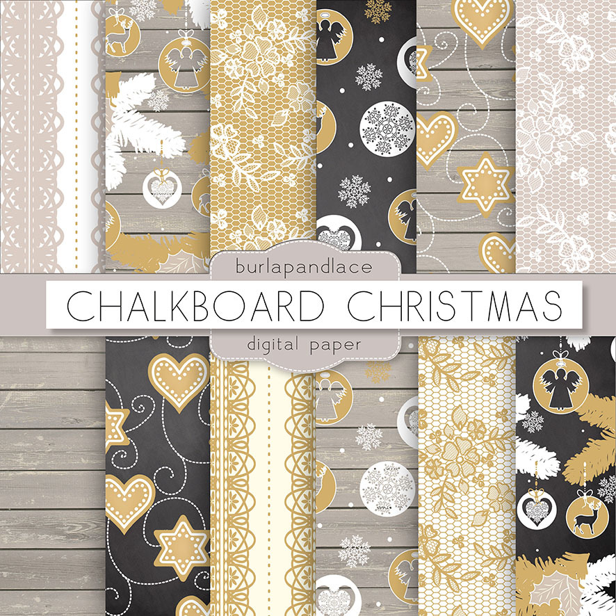 Christmas rustic digital papers, a Pattern Graphic by burlapandlace