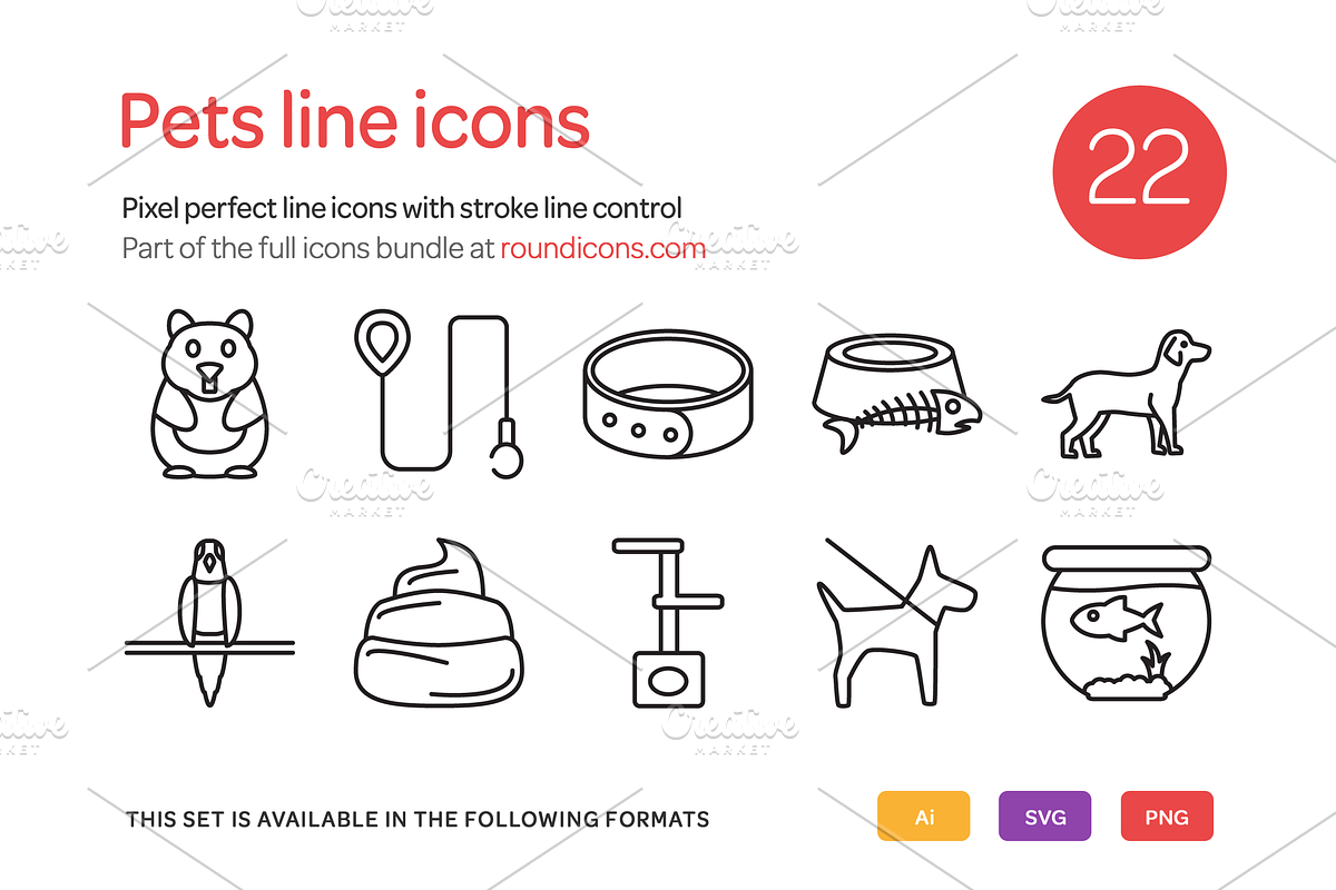 Pets Line Icons Set, an Icon by Vectopus.com