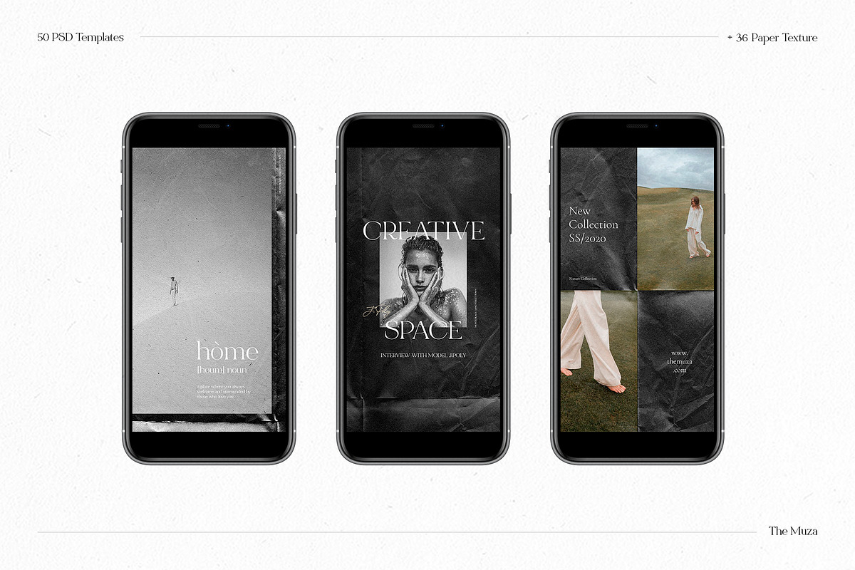 50 Paper Instagram Templates + BONUS, a Social Media Template by The Muza