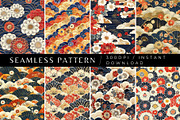 8 Traditional Japan Kimono Patterns, a Pattern Graphic by Inknfolly