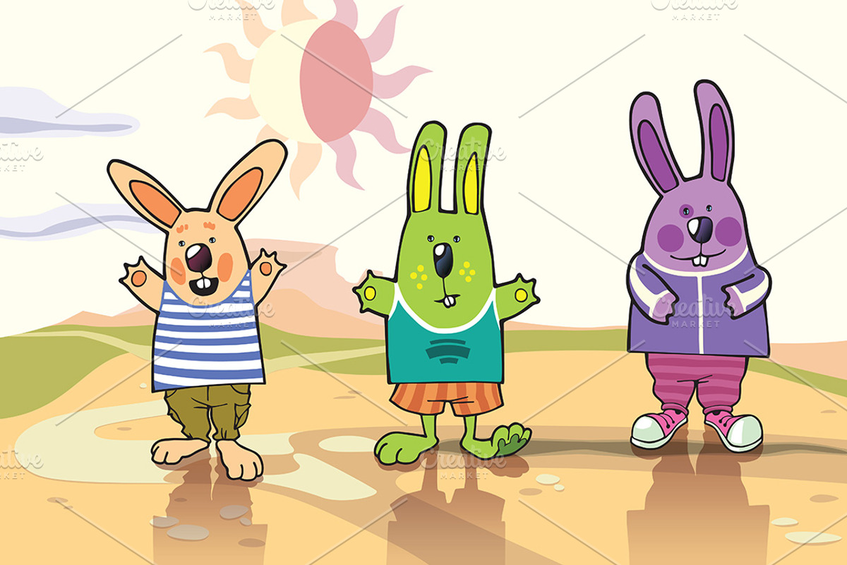 Three Rabbits, an Animal Illustration by LEKS illustrations | Creative ...