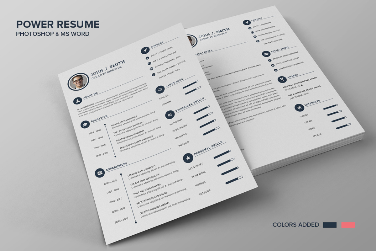 Power Resume CV - Smith, a Resume Template by SNIPESCIENTIST