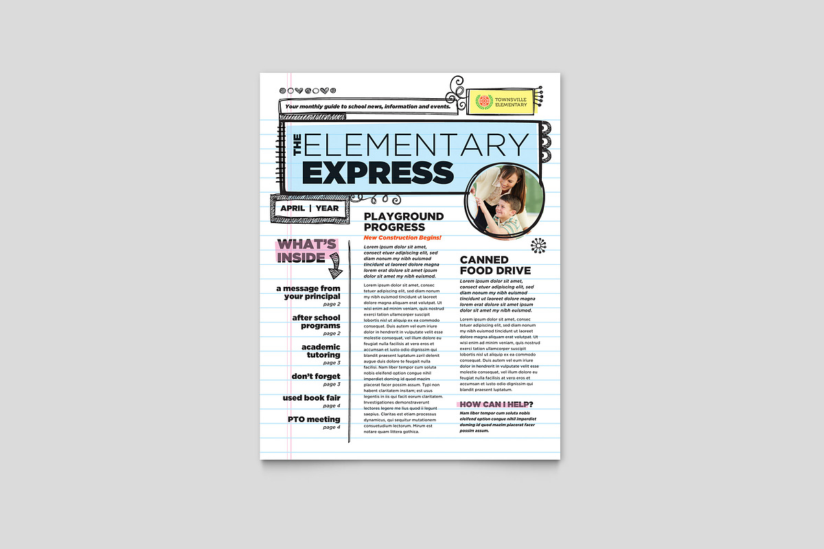 Elementary School Newsletter Template