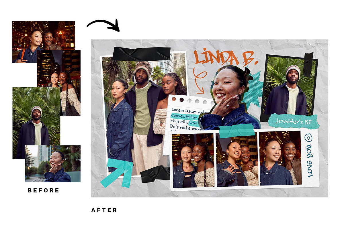 Scrapbook Photo Collage Template, a Layer Style Add-On by ...