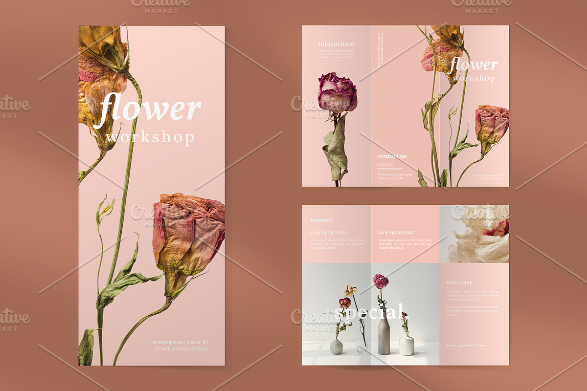 Flower workshop brochure template, a Brochure Template by rawpixel