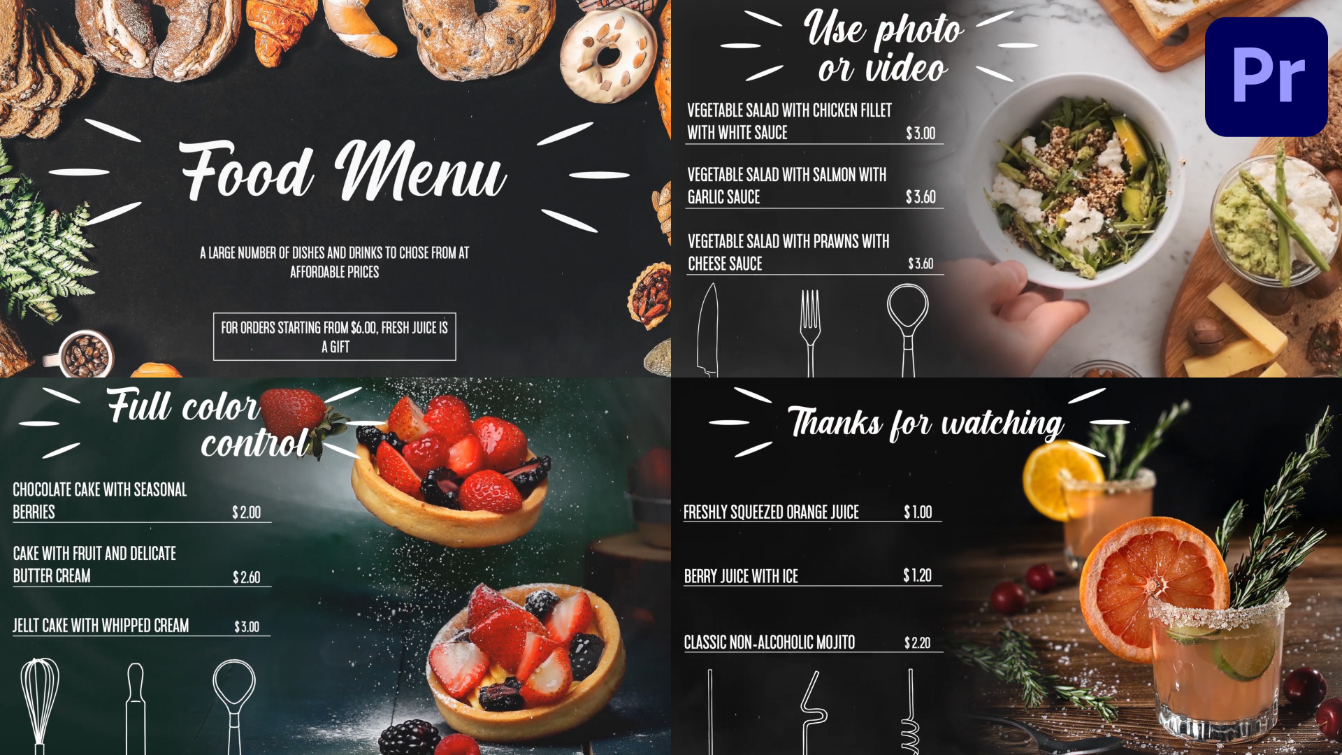 Food Menu Slideshow for Premiere Pro | Creative Market