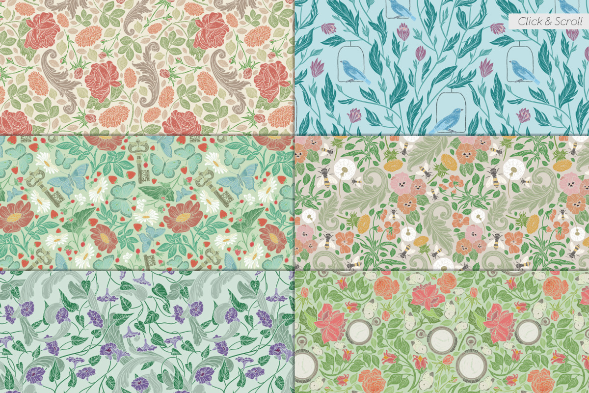 English Backyard patterns, a Pattern Graphic by Piñata | Creative Market