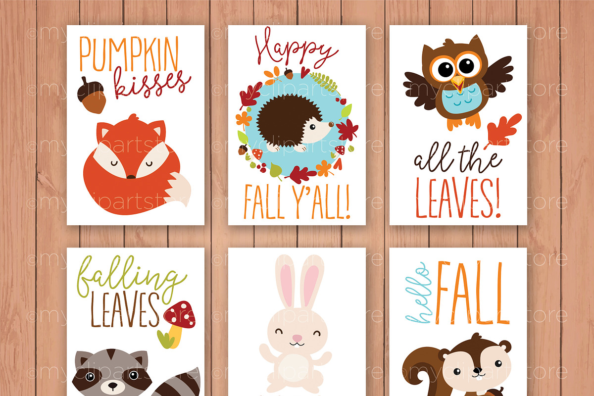 Fall Animals, Autumn Clipart, an Illustration by MyClipArtStore