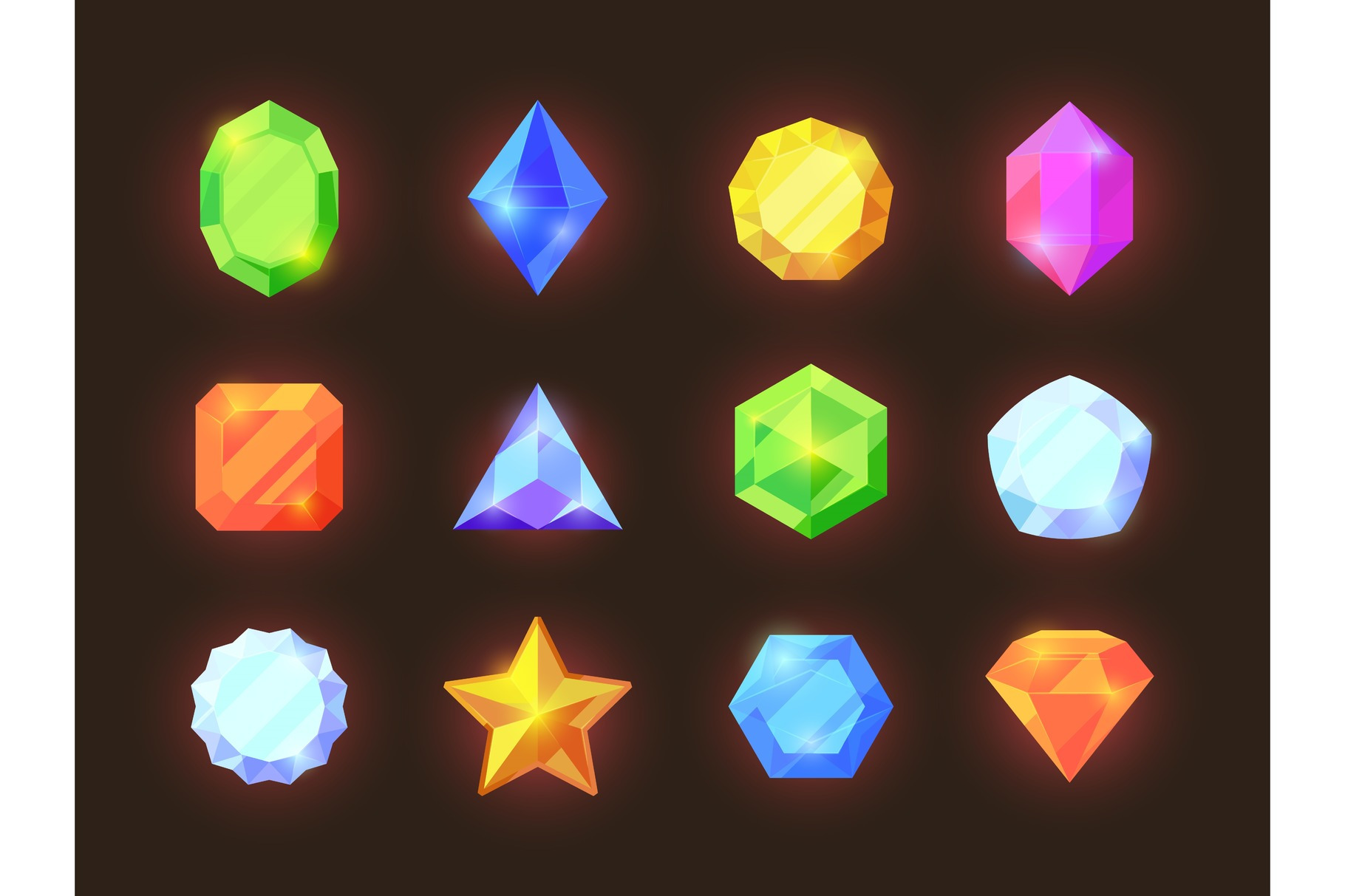 Game color crystals set. Shiny | Graphic Objects ~ Creative Market