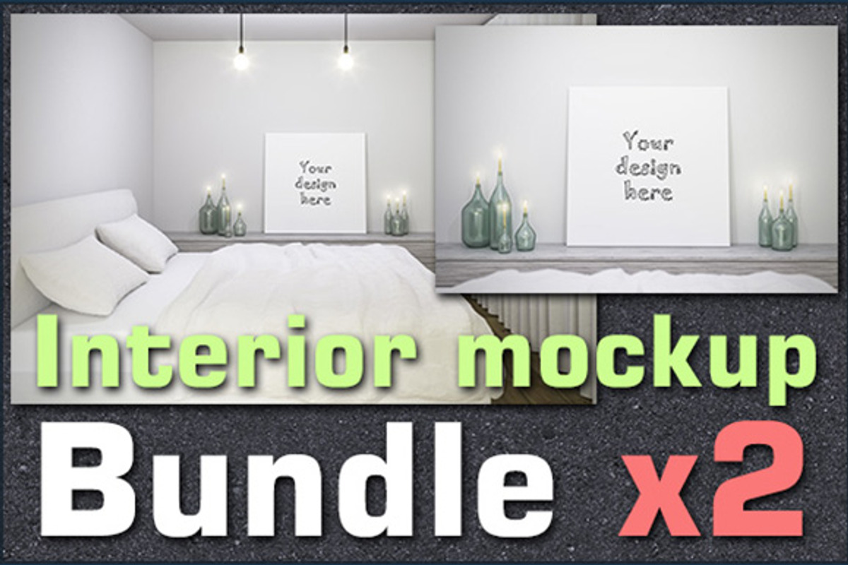 BUNDLE of two interior mockup PSD, a Print Template by CGmockup