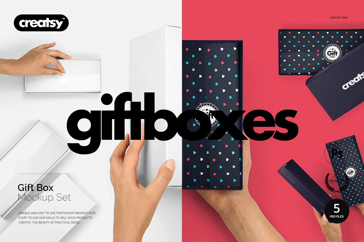 Gift Box Mockup Set, a Product Mockup by creatsy5