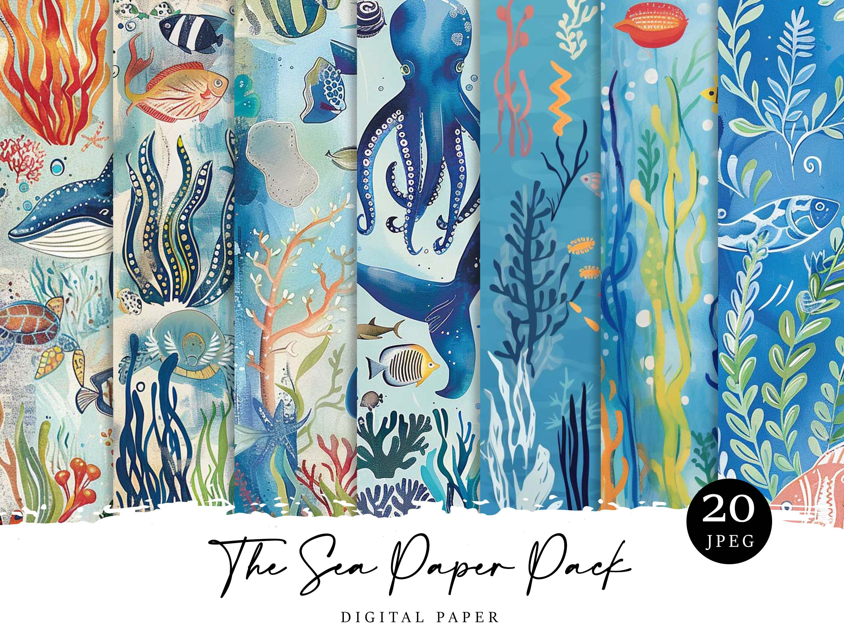 Under The Sea Digital Paper, a Background Graphic by Design Scotch