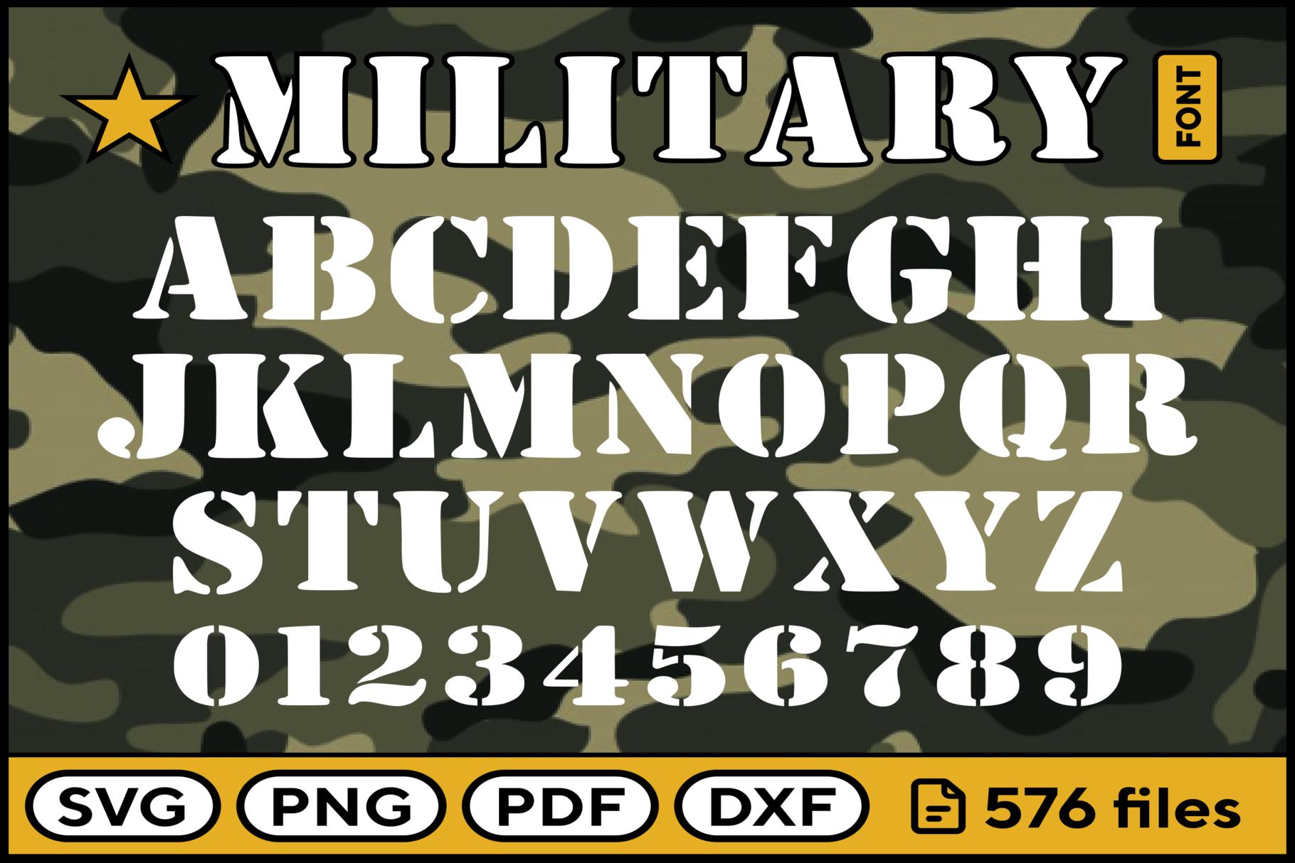 Army Font Svg Png Pdf Dxf Alphabet, an Object Graphic by Custom Fonts ...