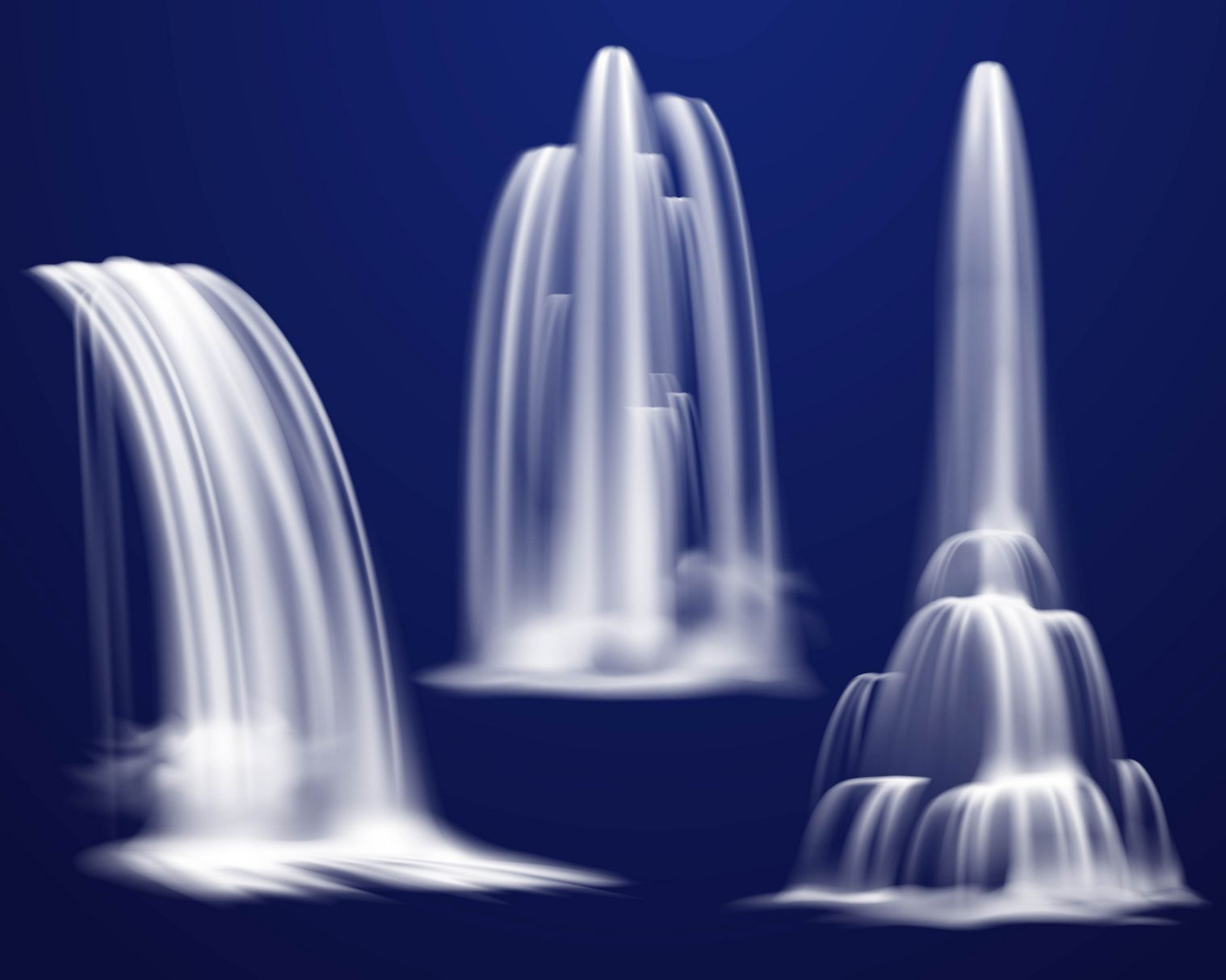 Set of realistic waterfalls, an Icon by Macrovector | Creative Market