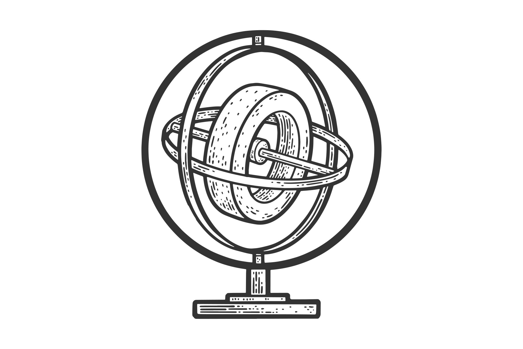Gyroscope sketch vector illustration
