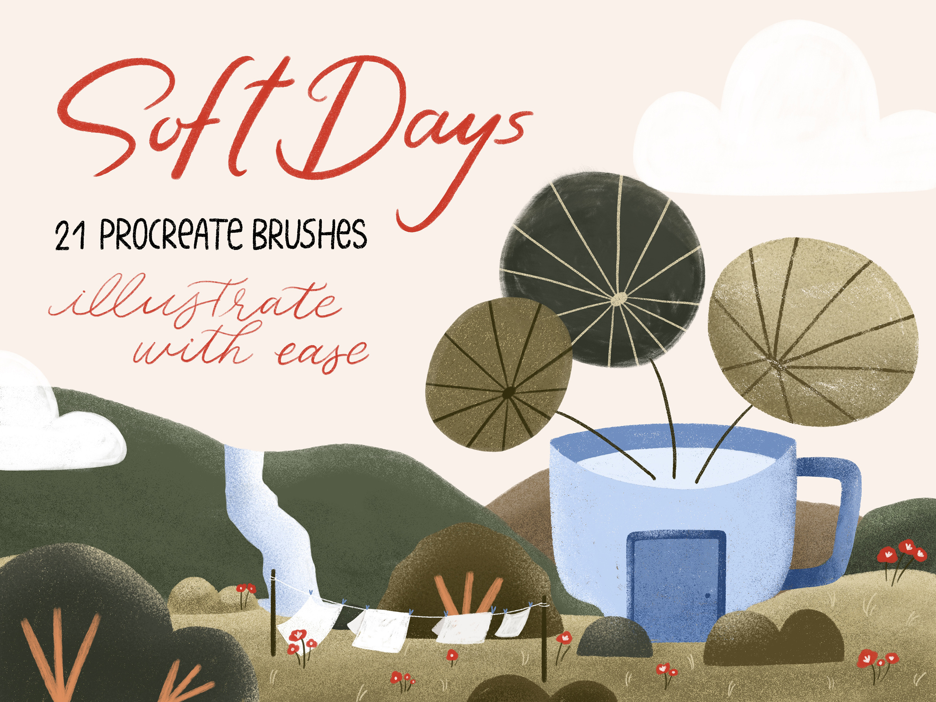 Soft days brush set., a Brush Add-On by Sentimental postman