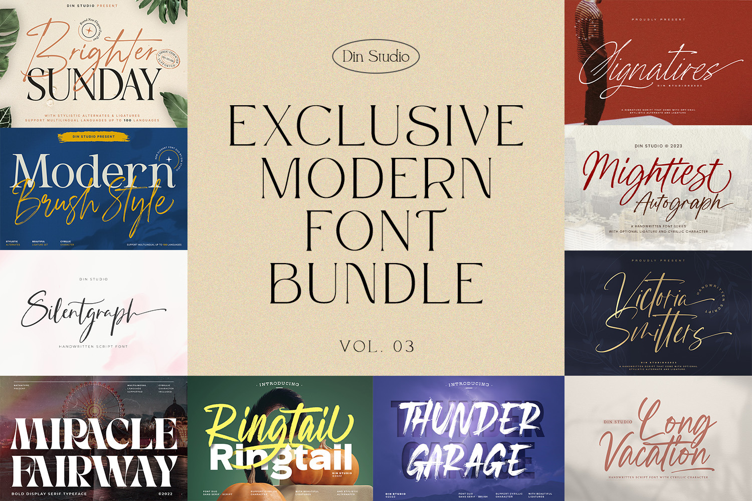 Exclusive Modern Font Bundle Vol 3, a Script Font by din-studio.com