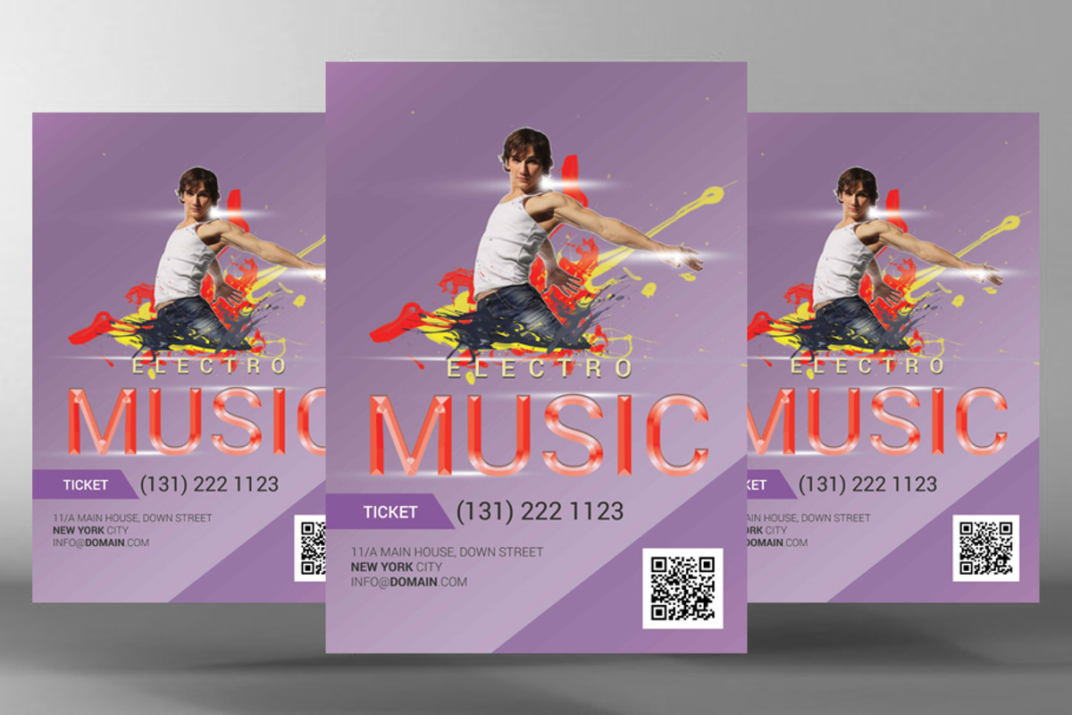 Electro Music Flyer, a Flyer Template by PenciGraphics