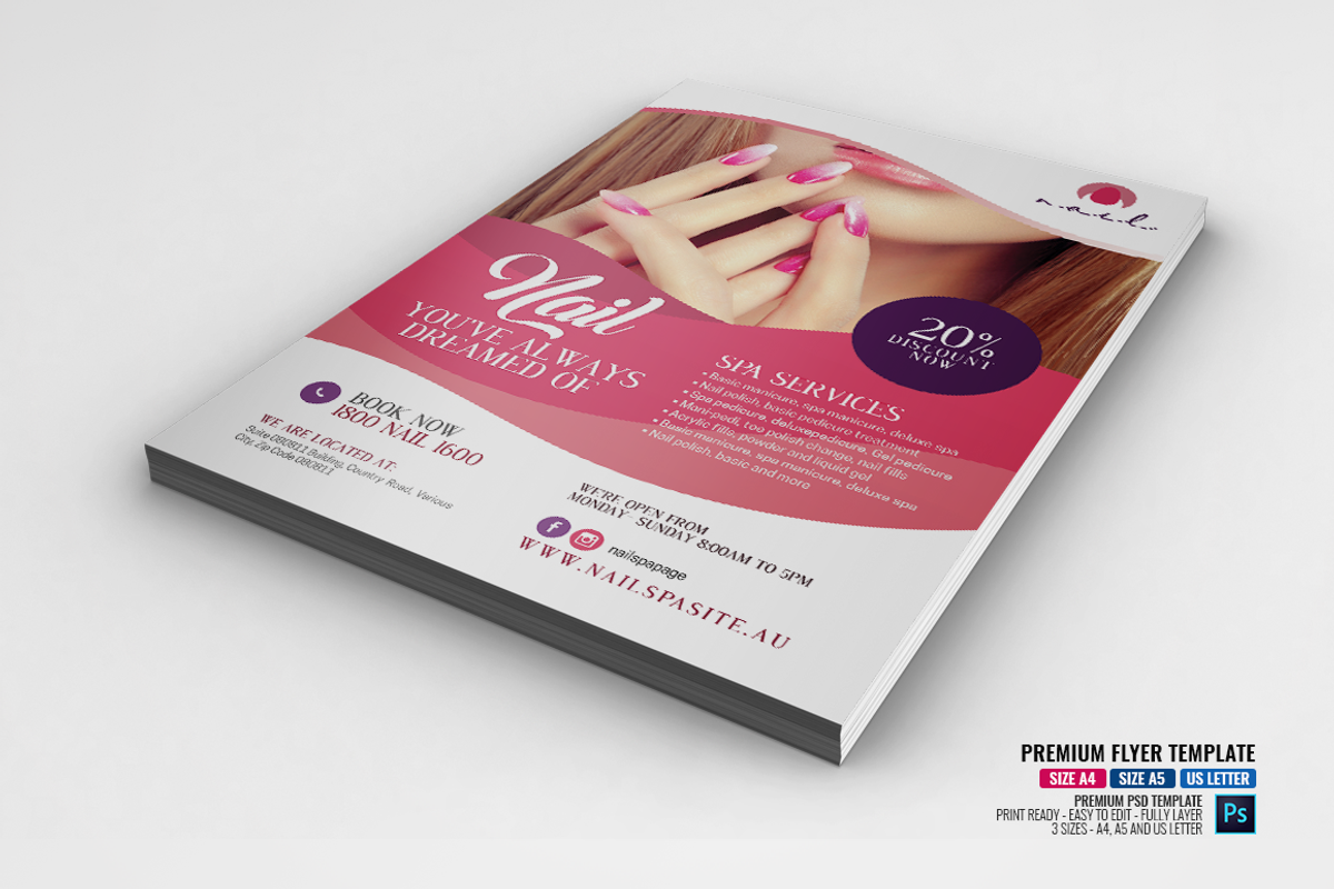 Nail Art Salon Flyer, a Flyer Template by PSDPixel