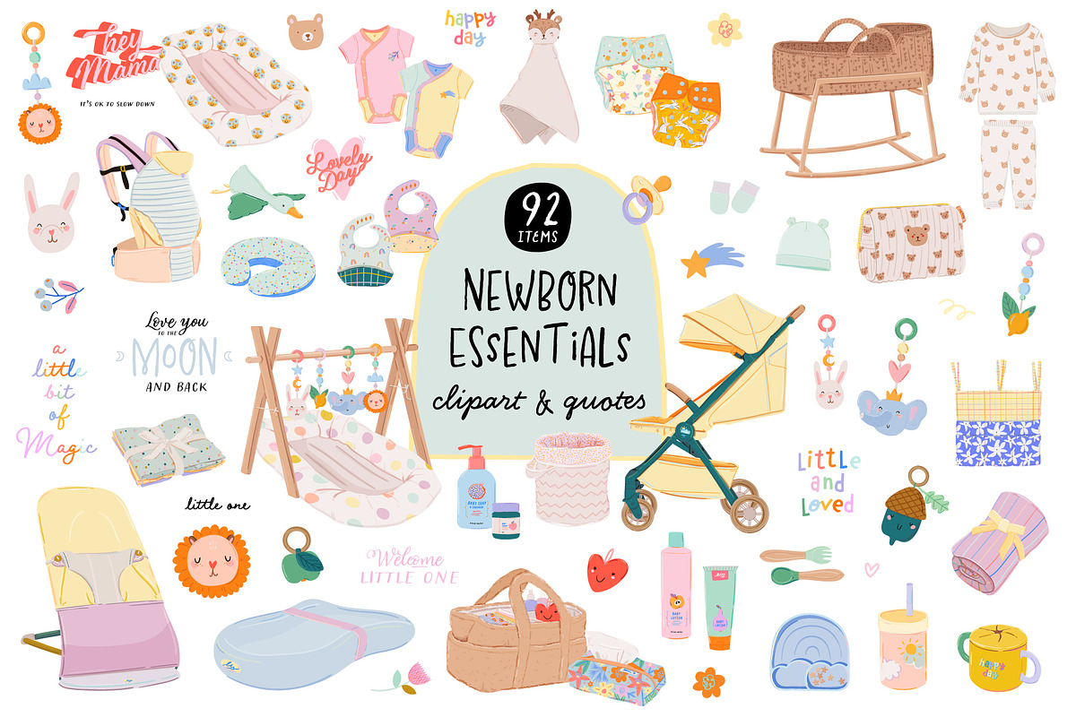 Baby Clipart: Newborn Essentials, an Object Graphic by Ruslana Lubenets