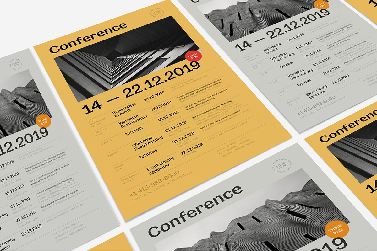 Conference Event Schedule Poster, a Flyer Template by EDT.Graphics