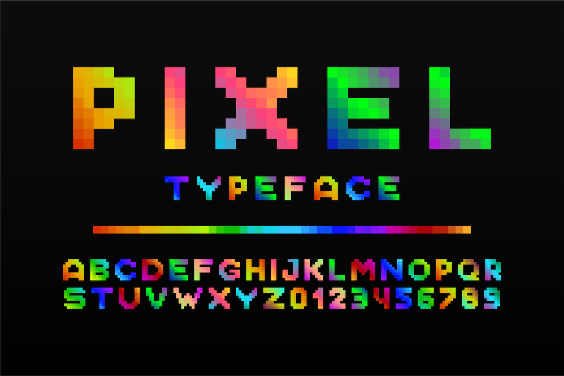 Colorful pixel retro alphabet, an Object Graphic by ExpressShop ...