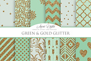Mint and Gold Digital Paper, a Pattern Graphic by Avenie Digital