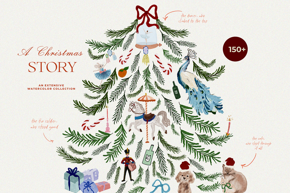 Hand Drawn Christmas Watercolor Art