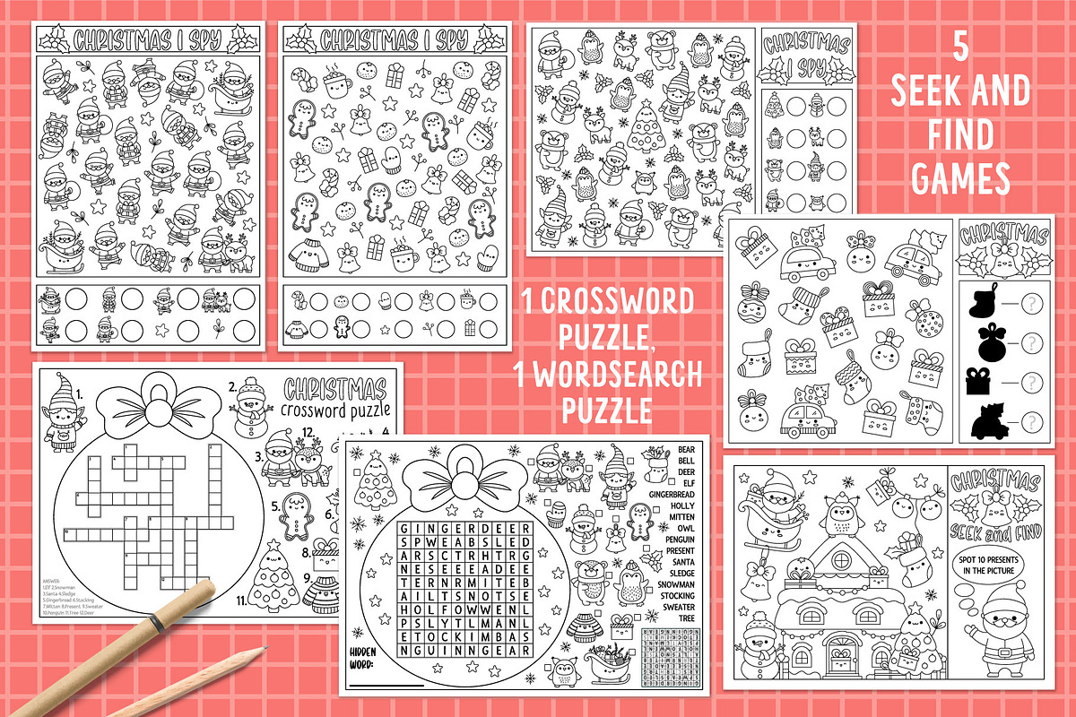 Kawaii Christmas Coloring Games, an Animal Illustration by Lexi Claus
