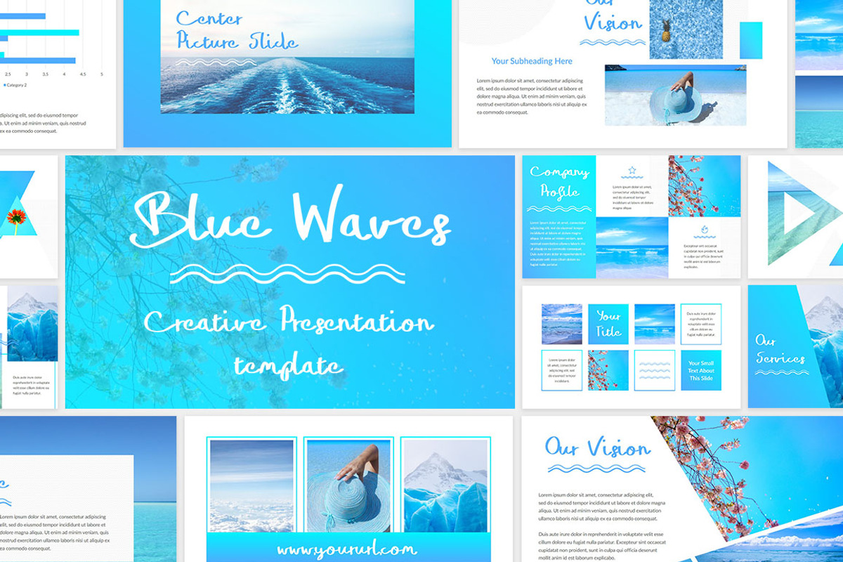 Blue Waves - PowerPoint Template, a Presentation Template by Helga_Design