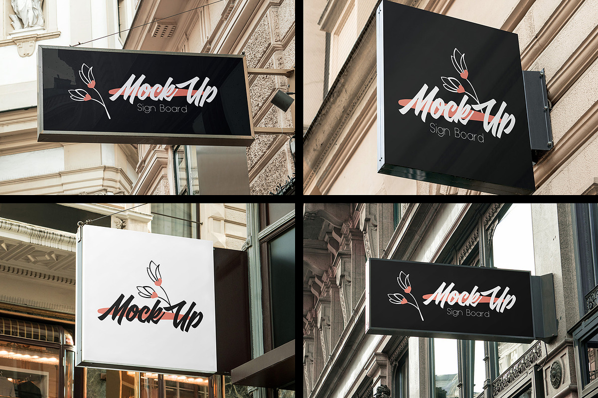 15 Sign Board MockUps, an Advertising Mockup by Free-PSD-Templates