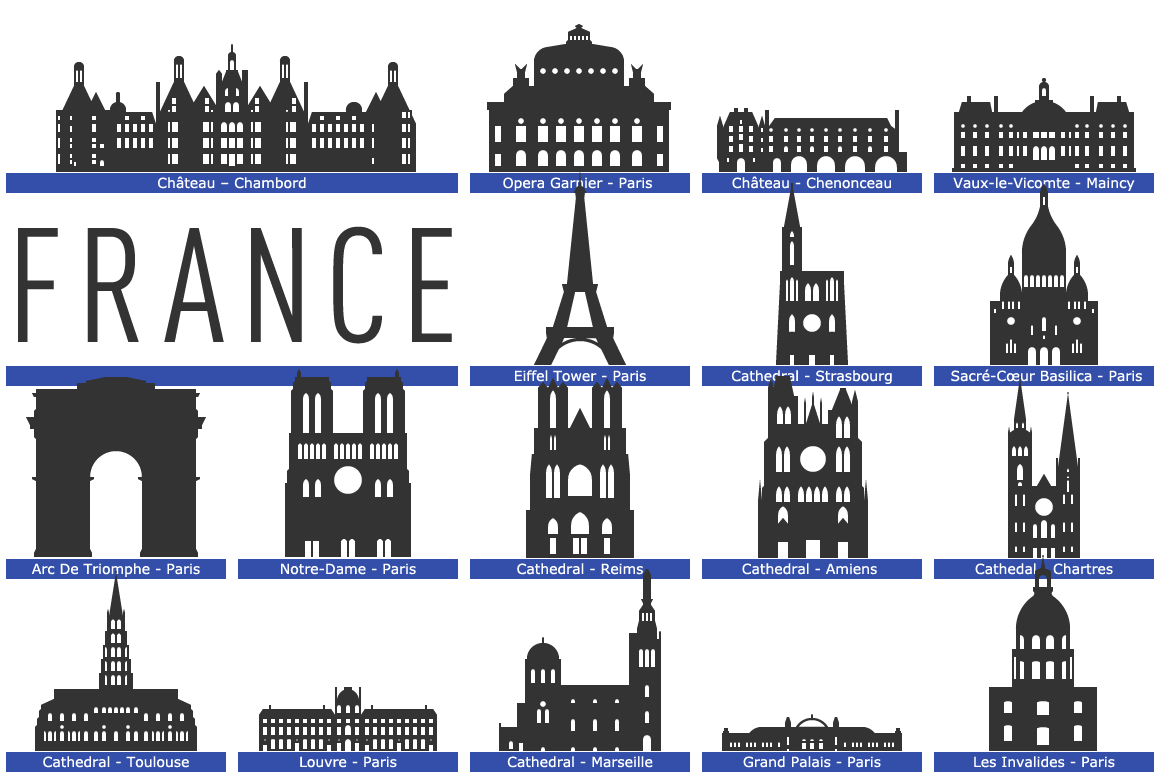Landmarks of France, an Illustration by Jozsef Balazs-Hegedus