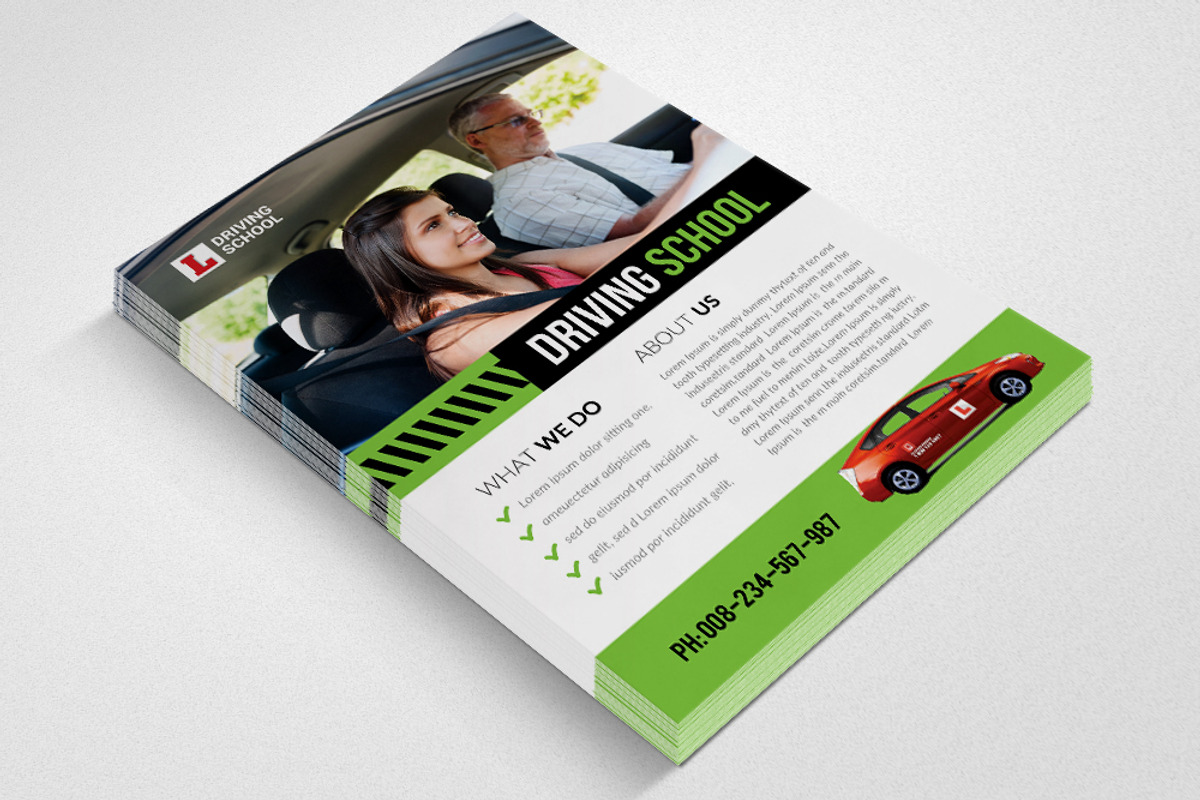Driving School Flyer Template, a Flyer Template by Design Up