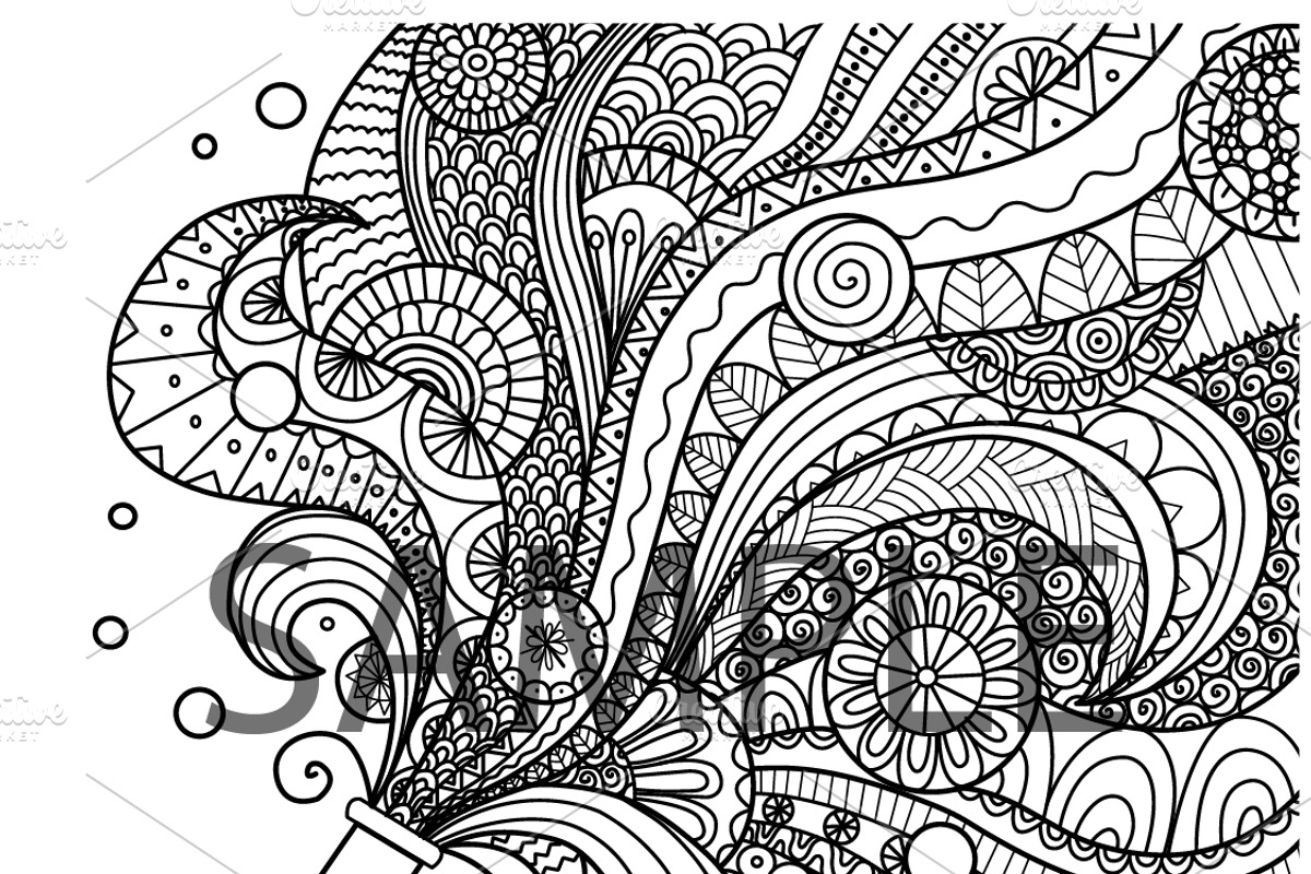 6 Food and Drinks Zentangle-inspired, an Illustration by Somjai King