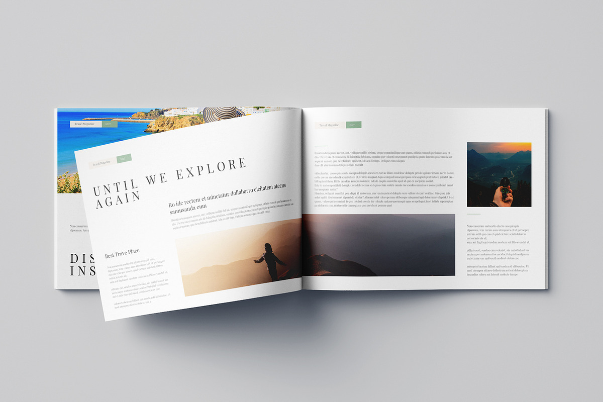 Travel Magazine Landscape Template, a Magazine Template by Pixelpick