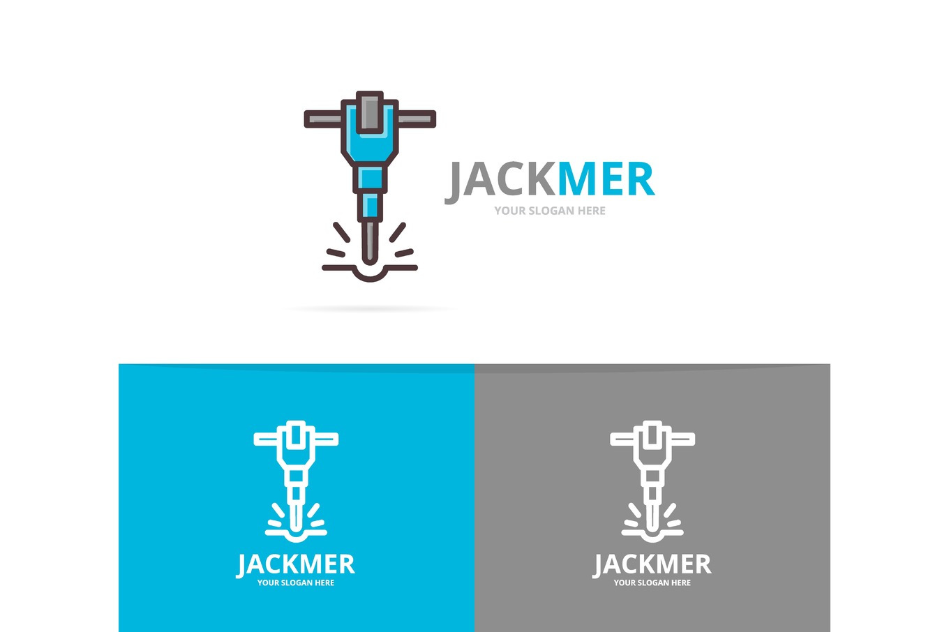 Vector of jackhammer and construction logo design template., a Branding ...