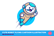 Cute Robot Flying Cartoon | Technology Illustrations ~ Creative Market